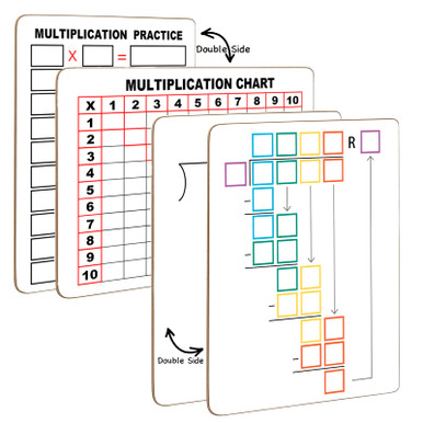 Dry Erase Division & Multiplication Chart White Board, 9" x 12" Double ...