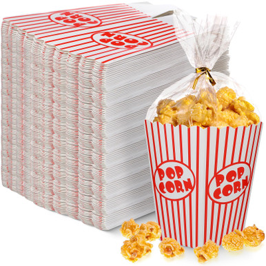 Mini Popcorn Boxes and Clear Treat Bag Set, Bulk Popcorn Bags Open Top ...