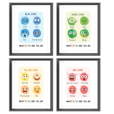 Children's Emotion Zones of Regulation Charts Mental Health Poster ...