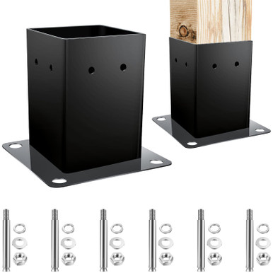 Post Base Bolt Down Steel Brackets 1pk Heavy Duty Wood Fence Post ...