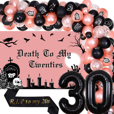 Funeral 30th Birthday Party Decorations for Women Black Rose Gold ...