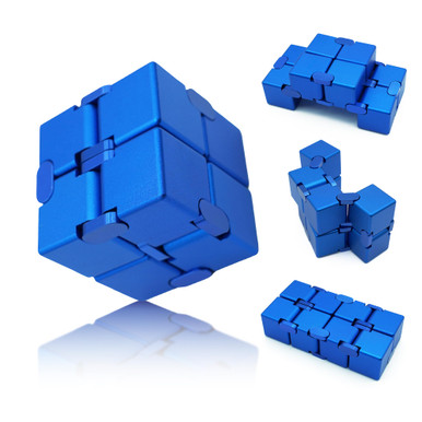 DOLASEV Upgraded Infinity Cube Fidget Toy, Blue Metal Infinity Cubes ...