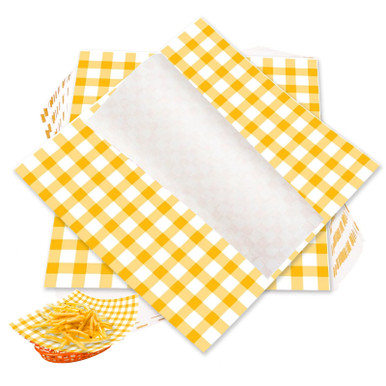 Yuyouqu 50 Sheets Yellow Checkered Deli Paper Sheets 7x7 Inch ...