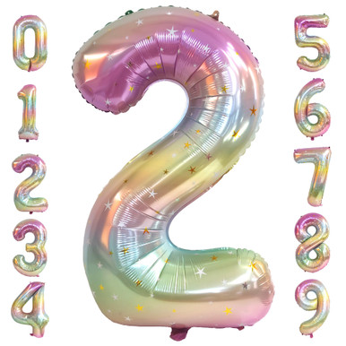 Number Balloon, Number 2 Balloon, Stars Rainbow Gradient Number ...