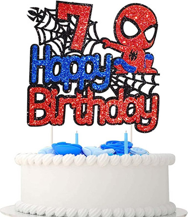 Happy 7th Birthday Cake Topper, Spider-Man Theme Number 7 Cake Topper ...