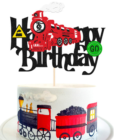 WishFirst Steam Train Happy Birthday Cake Topper for Traffic ...