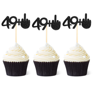 24 Pieces 49 + 1 Cupcake Toppers Funny 50th Birthday Cupcake Picks ...