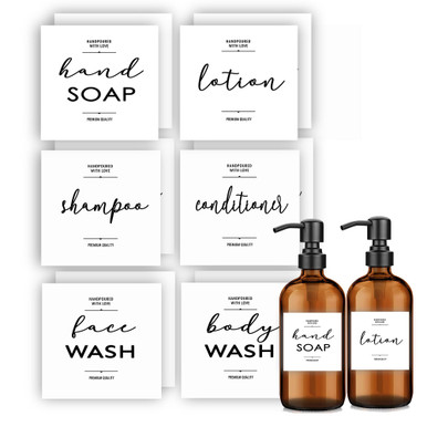 Waterproof Bathroom Hand Soap Dispenser Labels for Glass/Plastic ...