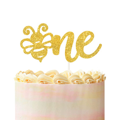 Gold Glitter Bee One Cake Topper,Bee 1st Birthday Baby Shower Cake ...