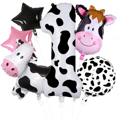Holy Cow Im One Birthday Decorations 40 Inch Foil Number 1 Balloons Cow ...