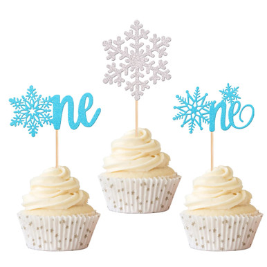 Rsstarxi 36 Pack Snowflake1st Birthday Cupcake Toppers First Birthday ...