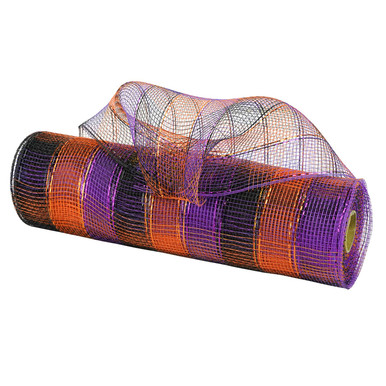 MEEDEE Halloween Deco Mesh 10 Inch Halloween Mesh Ribbon Black Orange ...