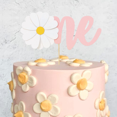 Daisy First Birthday Cake Topper - One Groovy Toppers, Daisy One Cake ...