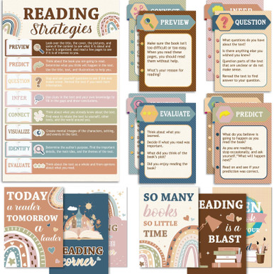 15 Pcs Boho Reading Posters for Classroom Decor Boho Bulletin Board ...