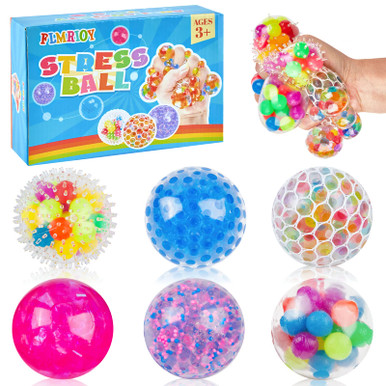 6 Pack Squishy Balls for Kids and Adults - Sensory Stress Ball Set ...
