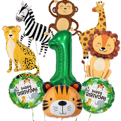 Jungle Animal Balloons, Safari Birthday Decorations, Large 40in Number ...