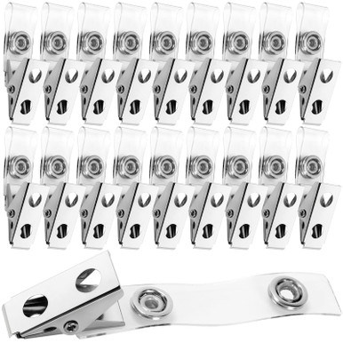 CZWESTC 100 Pcs Metal Badge Clips with Clear PVC Straps, Name Tags ...