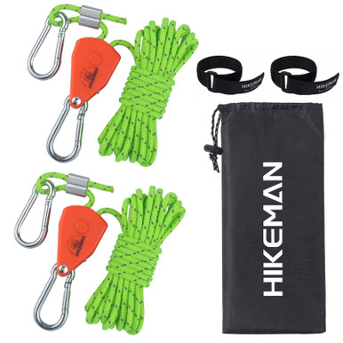 Hikeman Camping Rope with Ratchet Pulley,Quick Setup Outdoor Guy Lines Adjustable Tent Tie Downs ...