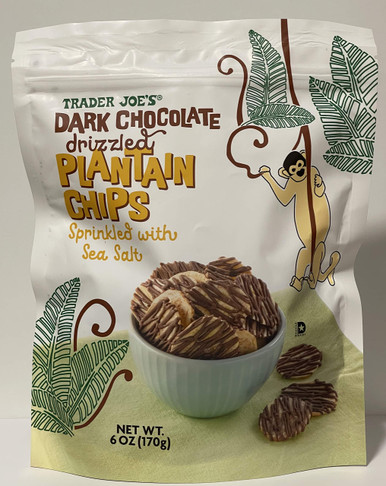Trader Joe's Dark Chocolate Drizzled Plantain Chips with Sprinkled with ...