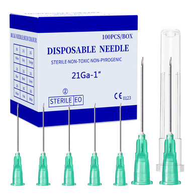 100 Pack Disposable Sterile Injection Needle 21Ga 1 inch 25mm ...