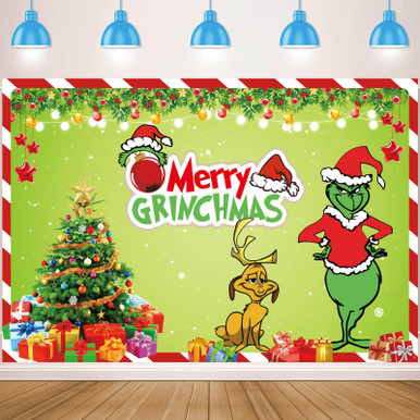 Red Christmas Backdrop for Grinch Birthday Theme Party Supplies 5x3ft ...