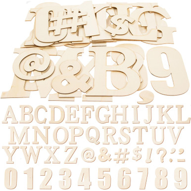 46 Pcs 6" Wood Alphabet Letters Unfinished Wooden Numbers Symbols ...