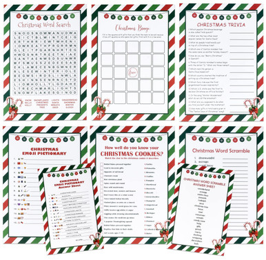 6 Christmas Games Holiday Winter Party Favor Supplies Word Search ...