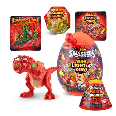 Smashers Combo Pack Mini Light-Up Dino T-Rex by ZURU with Lava Slime ...