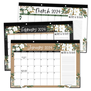 Floral Large Desk Calendar 2024-2025 - Desk Calender 2024 Monthly ...