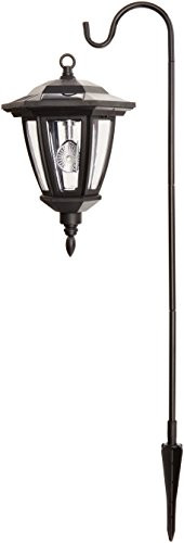 Black Vintage Shepard Hook Solar Lantern Outdoor Light ...