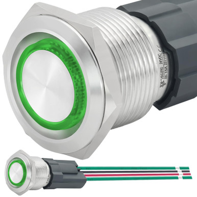 Push Button Switch 15Amp 19mm Latching 12/24V DC/AC Power Button 1NO ...