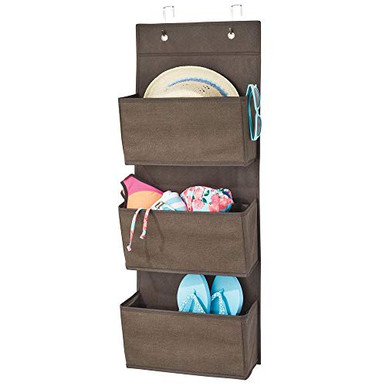 mDesign Soft Fabric Over The Door Hanging Storage Organizer with 3 ...