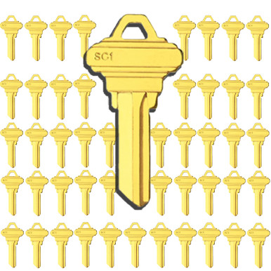 Brass Construction SC1 Key Blanks, 5 Pin C SC1 Keyway, Uncut Blank Keys ...