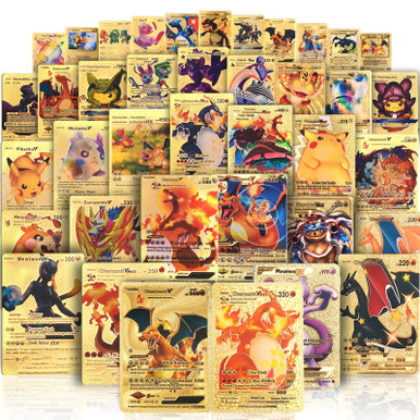 Ultra Rare 55 PCS Gold Cards Packs Vmax DX GX Rare Golden Cards TCG ...
