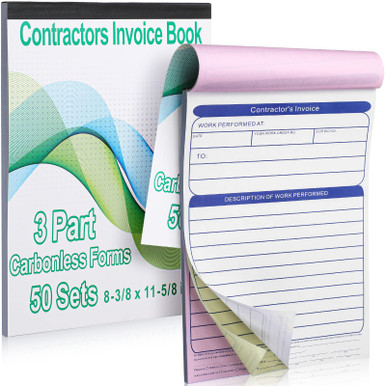 2 Books Contractors Invoice Book Receipt Book 3 Part Carbonless with ...