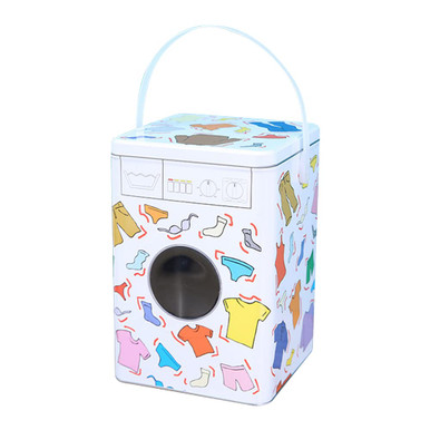 Metal Laundry Powder Tin Mini Storage Bucket Cartoon Washing Machine ...