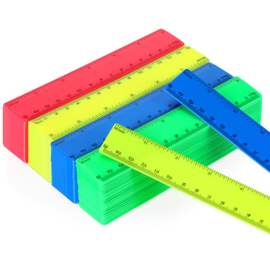 100 Pcs 6 Inch Ruler Bulk Plastic Flexible Rulers with Inches and ...