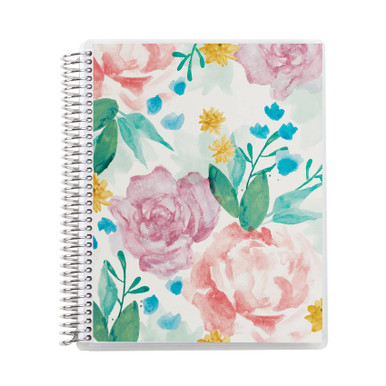 7" x 9" Spiral Bound Graph Paper Notebook - Watercolor Blooms - 160 ...