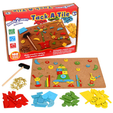 READY 2 LEARN Tack A Tile - Wooden Hammer Toy for Kids Aged 4 and up ...