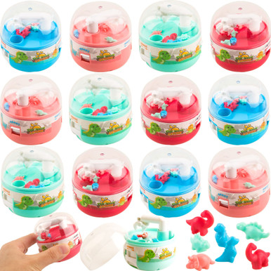 Puteraya 12 Pack Mini Dinosaur Claw Machines with 96 Mini Dinosaurs ...