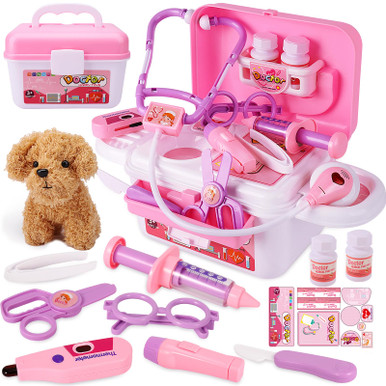 HYAKIDS Vet Toy Doctor Kit for Kids Girls, Pretend Play Veterinarian ...