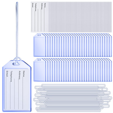 60 Pack Clear Luggage Tags with Loops Heavy Duty PVC Case Tags ...