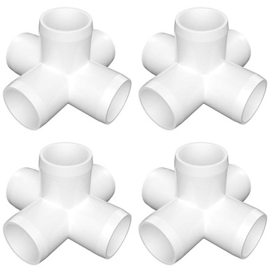 letsFix 1-1/2" PVC Fittings 5 Way (4-Pack), 1.5" PVC Pipe Connector PVC ...
