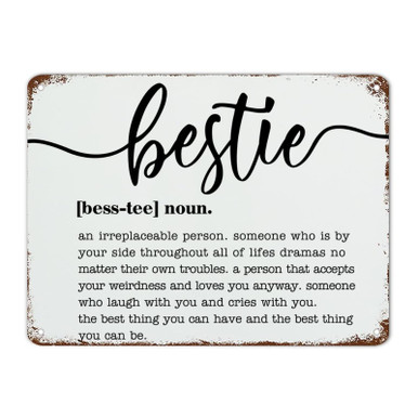 LittleGrove Seeds Bestie Definition Typography Metal Sign Bestie ...