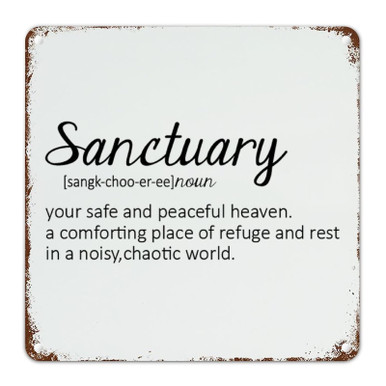 CowkissSign Sanctuary Noun Definition Metal Wall Sign Words with ...