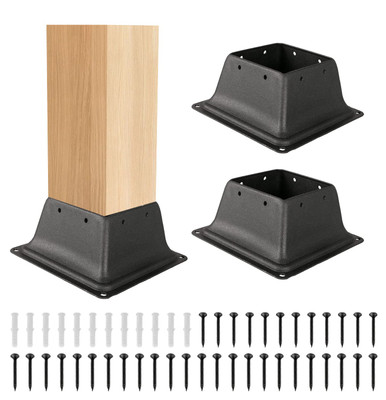 SPACEEUP 4x4 Post Base Black Square Brackets 3PCS Internal Size 3.5 x 3 ...