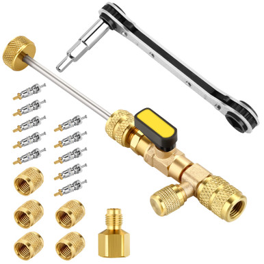 WADEO Valve Core Remover Tool and HVAC Service Wrench Set with Hex Bit ...