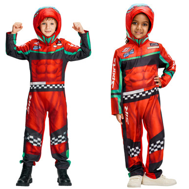 IKALI Kids Race Car Driver Costume, Red Car Racing Uniform Classic ...
