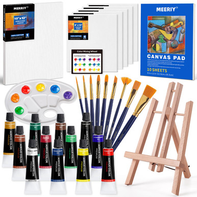 MERRIY Acrylic Paint Set for Kids, Art Painting Supplies Kit with ...