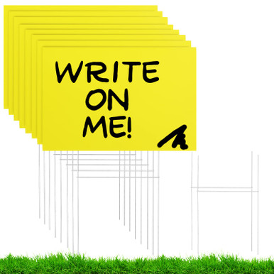 8 PACK 18 x 12 Inches Yellow Blank Yard Signs - Waterproof Corrugated ...